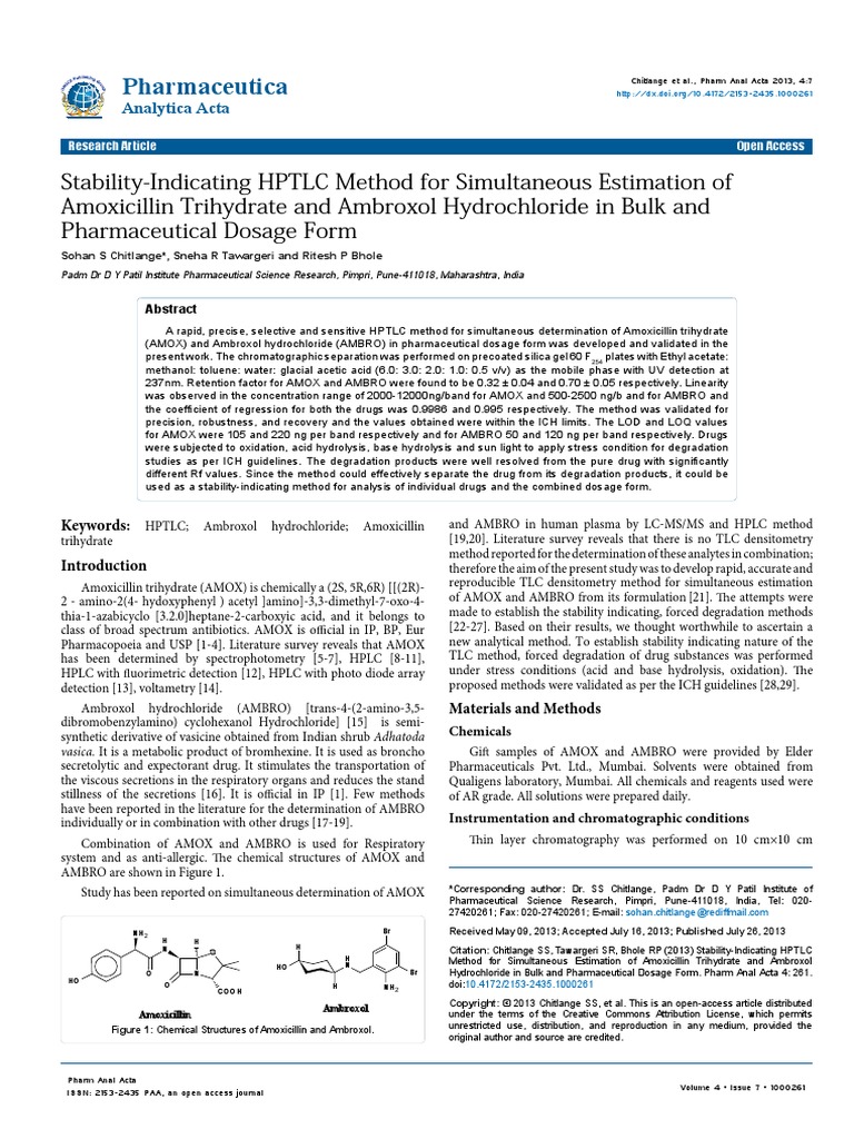 Stabilityindicating HPTLC Method For Simultaneous Estimation of ... Stabilityindicating HPTLC Method For Simultaneous Estimation of ...