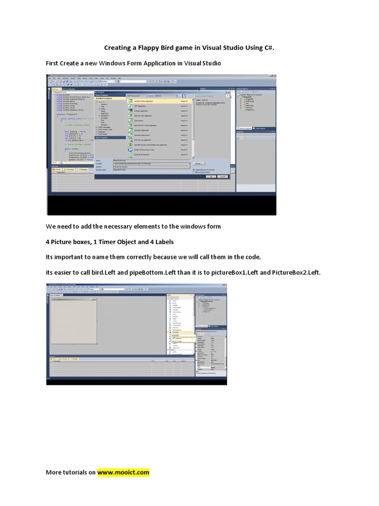 C# (Sharp) Tutorial - Create A Flappy Bird Game Using C# | PDF ...