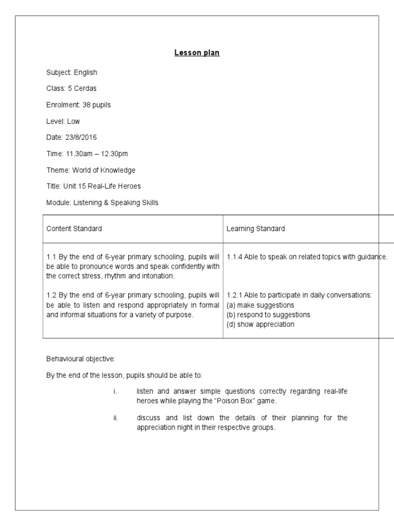 Unit 15 Lesson Plan | PDF