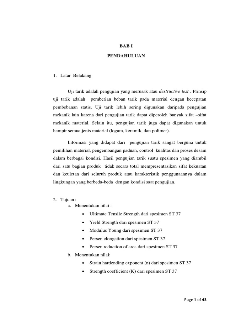 Laprak Modul A - Uji Tarik | PDF