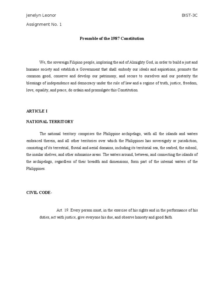 Preamble of The 1987 Constitution | PDF