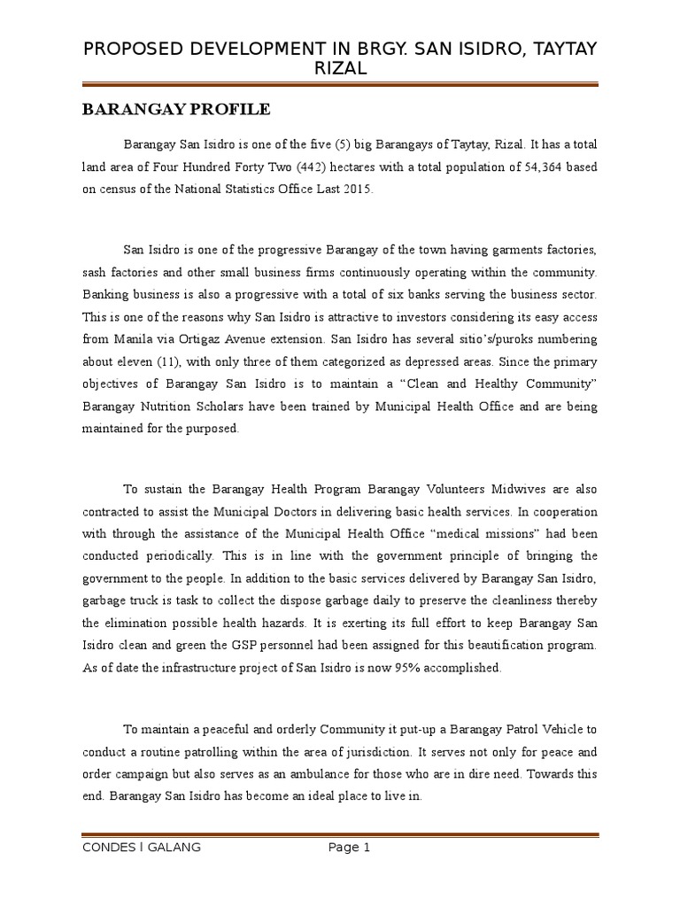 Barangay Profile: Proposed Development in Brgy. San Isidro, Taytay ...