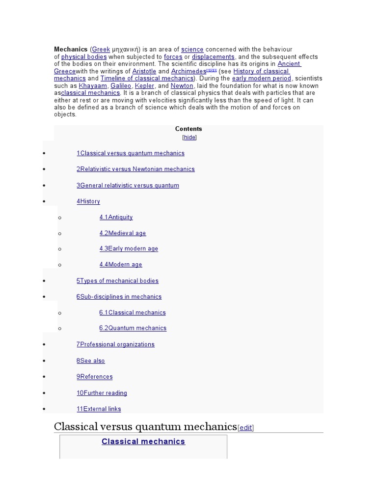 Classical Versus Quantum Mechanics | PDF