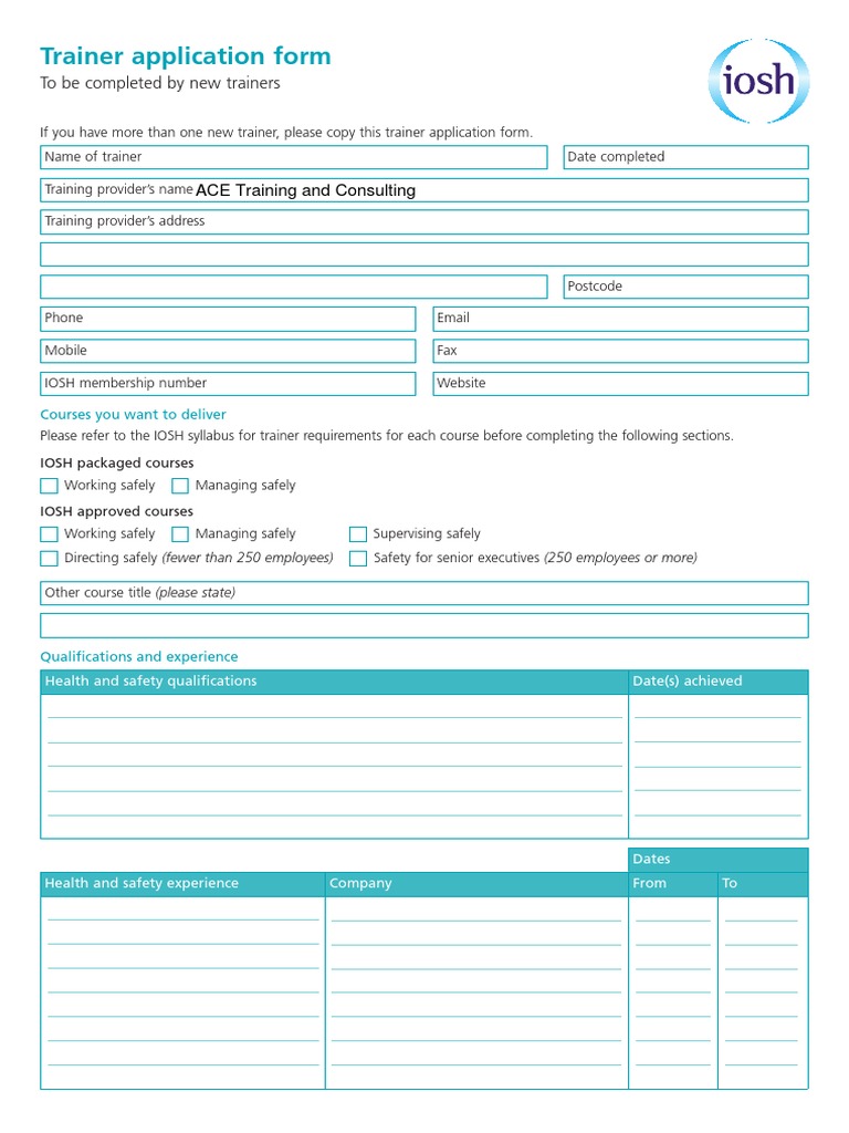 Trainer Application Form - Raymond Rev 00 | PDF