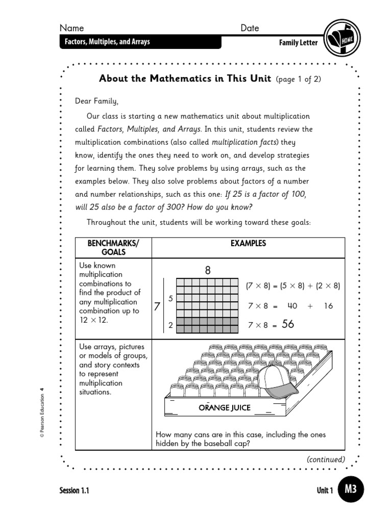 Unit 1 Session 1 Family Letter | PDF