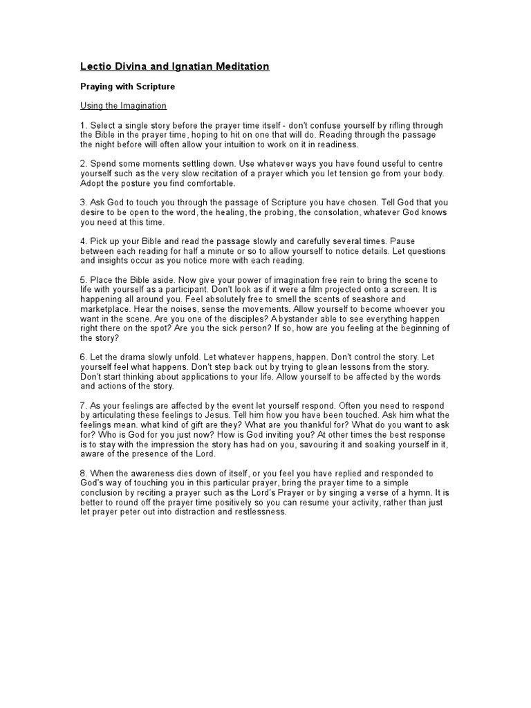 Lectio Divina and Ignatian Meditation | Download Free PDF | Lectio ...