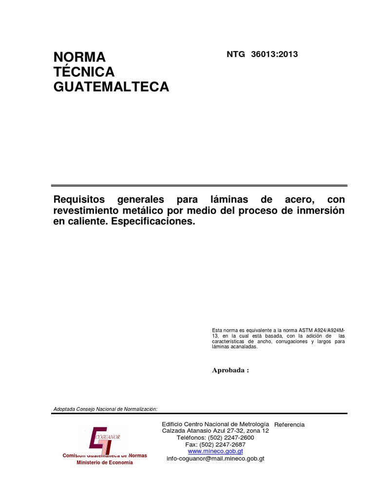 NTG 36013 Astm A924-A924m-13 | PDF | Revestimiento | Acero