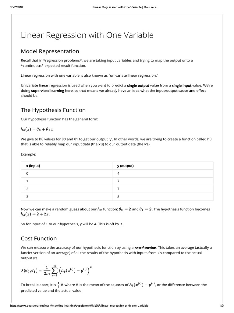 Deriving the Gradient Descent Algorithm for Linear Regression with One ...