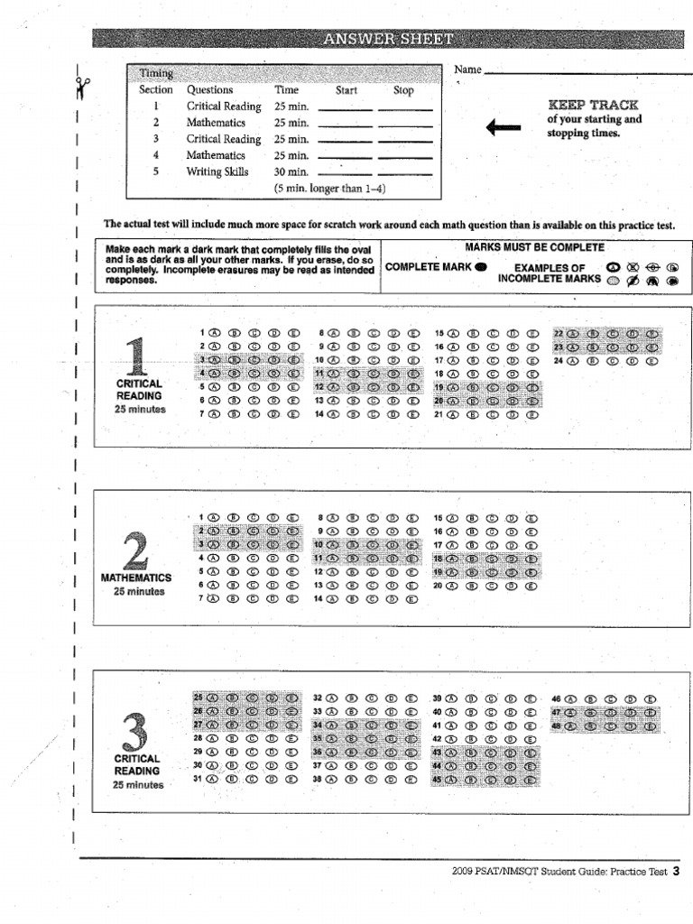 2012 PSAT Practice Test | PDF