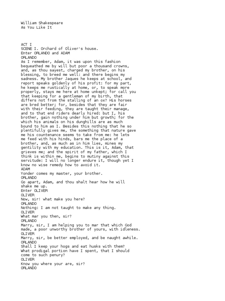 William Shakespeare - As You Like It | PDF | As You Like It