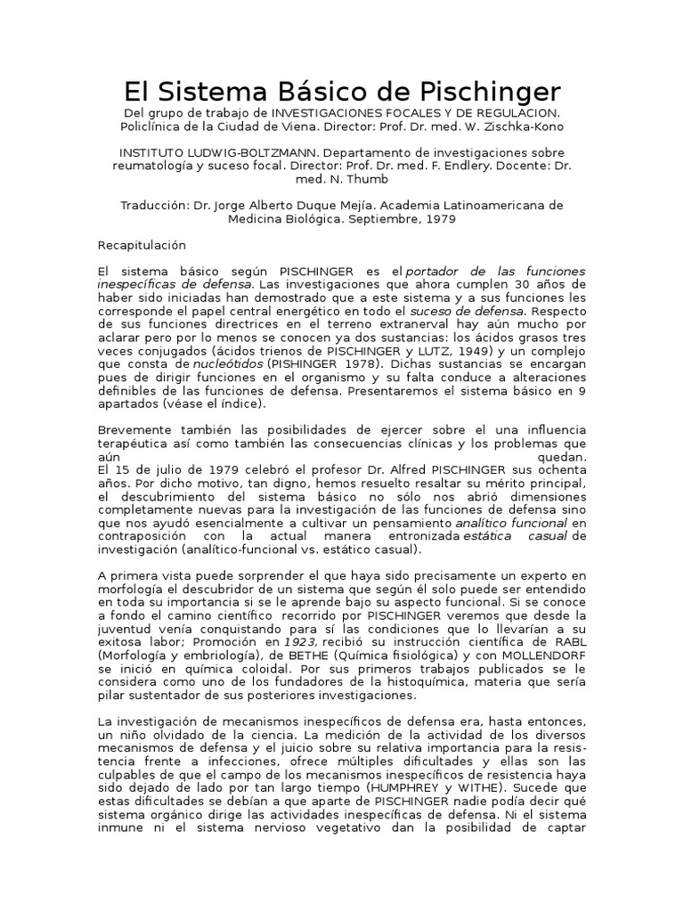 El Sistema Básico de Pischinger | PDF | Science | Especialidades Medicas