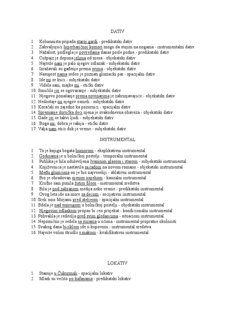 Primeri Padezi 2 | PDF