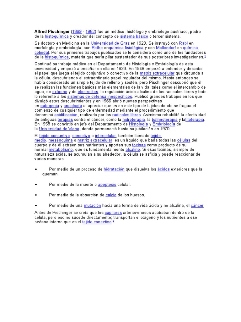 Alfred Pischinger y el Sistema Básico | PDF | Tejido conectivo | Tejido ...