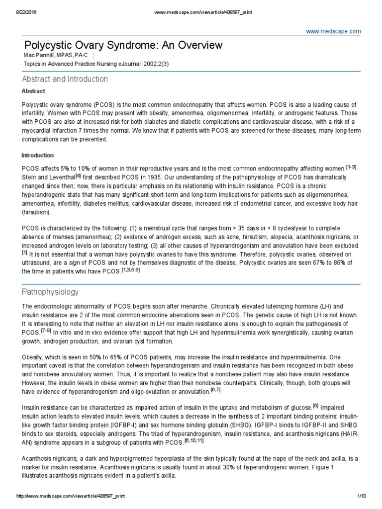 WWW - Medscape Asesmen Pcos | PDF | Polycystic Ovary Syndrome | Gynaecology