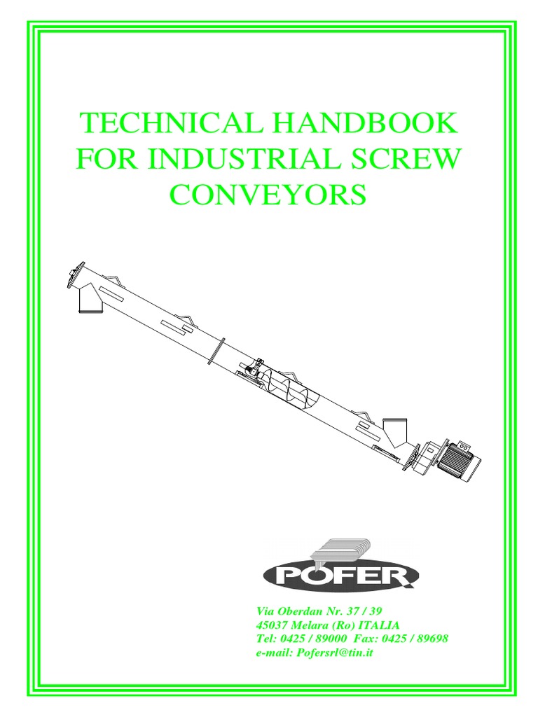 TECHNICAL HANDBOOK For Screw Conveyor PDF | PDF