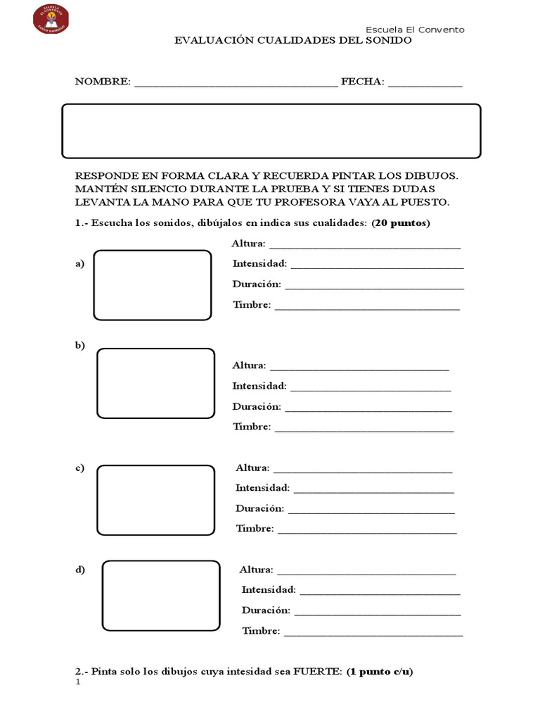 Evaluación de Cualidades del Sonido | PDF | Sonido | Elementos de la música