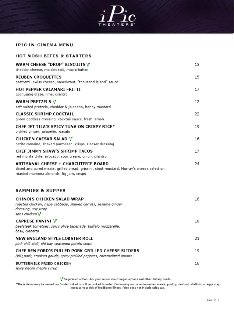 Ipic Seaport District Food Menu | PDF | Salad | Foods