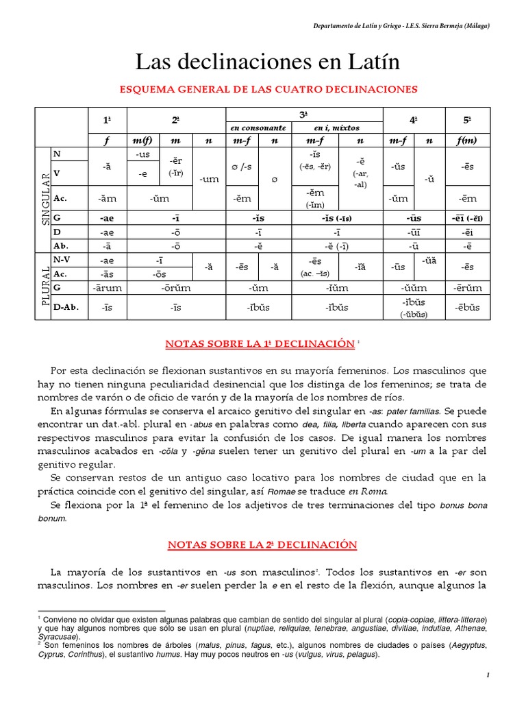 Latin Declinaciones | PDF | latín | Sustantivo