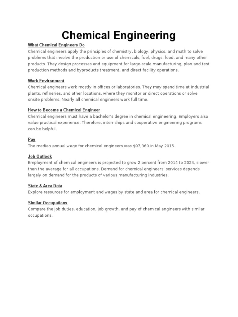 Chemical Engineering: What Chemical Engineers Do | PDF | Business