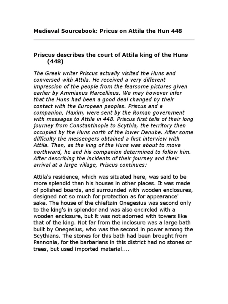 Priscus' Account of Attila's Court | PDF | Huns