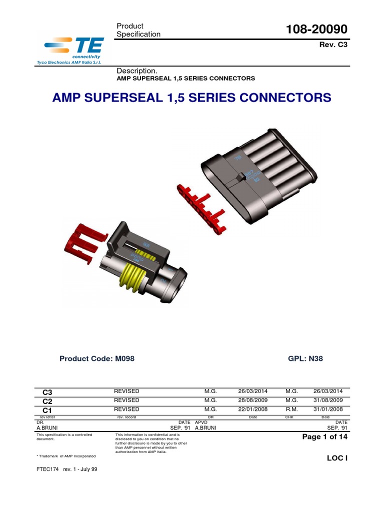 AMP Superseal 1.5 Connectors Spec | PDF | Electrical Connector ...