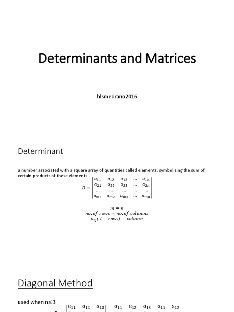 Determinants and Matrices: Hlsmedrano2016 | PDF | Matrix (Mathematics) | Operator Theory