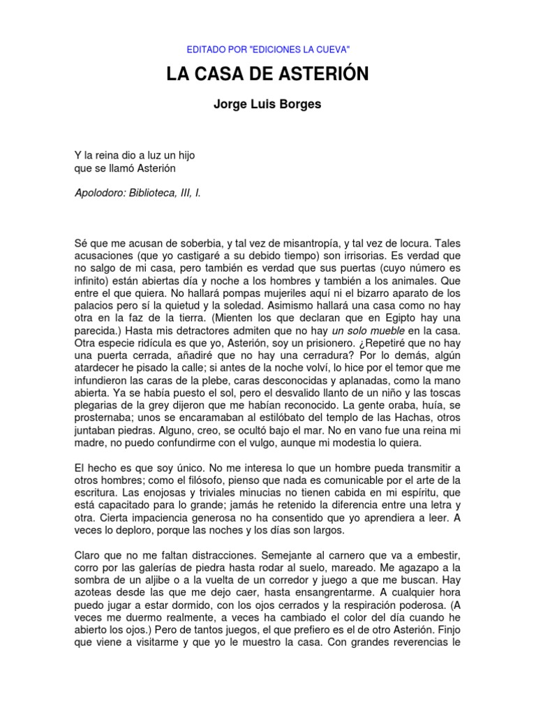 Borges Jorge - La Casa de Asterion PDF | PDF