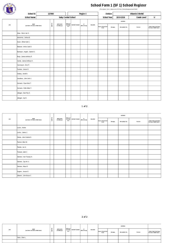 School Form Deped | PDF | Secondary School | Teachers