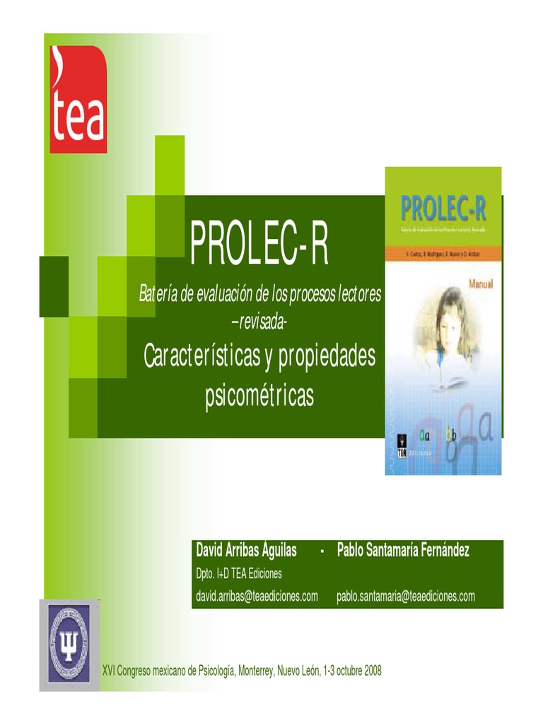 Prolec R | PDF | Lectura (proceso) | Palabra