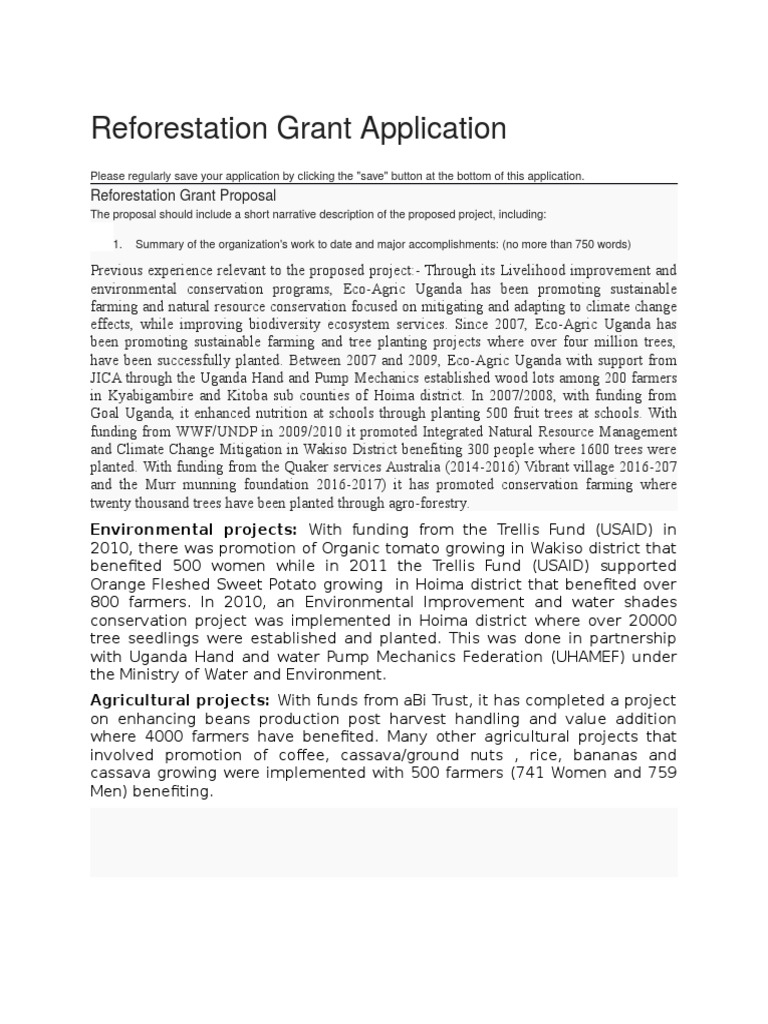 Reforestation Grant Application | PDF | Plant Nursery | Wood