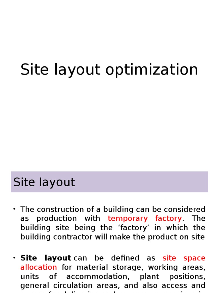 Site Layout Optimization for Construction | PDF | Crane (Machine) | Lumber