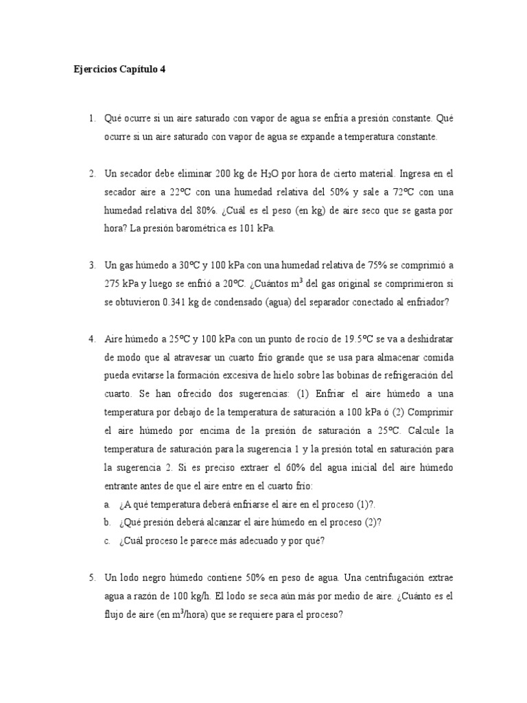 Ejercicios Cap4 | PDF | Humedad | Humedad