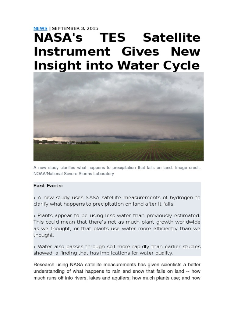 NASA's TES Satellite Instrument Gives New Insight Into Water Cycle ...