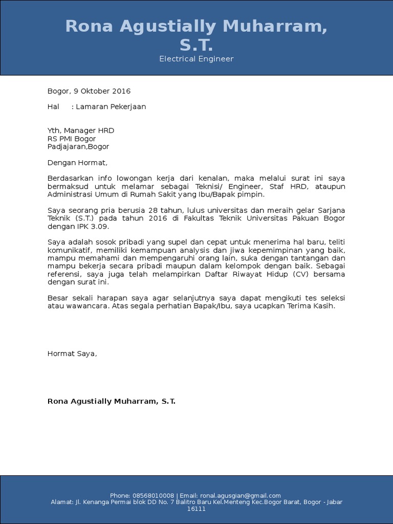 Surat Lamaran Kerja PMI | PDF