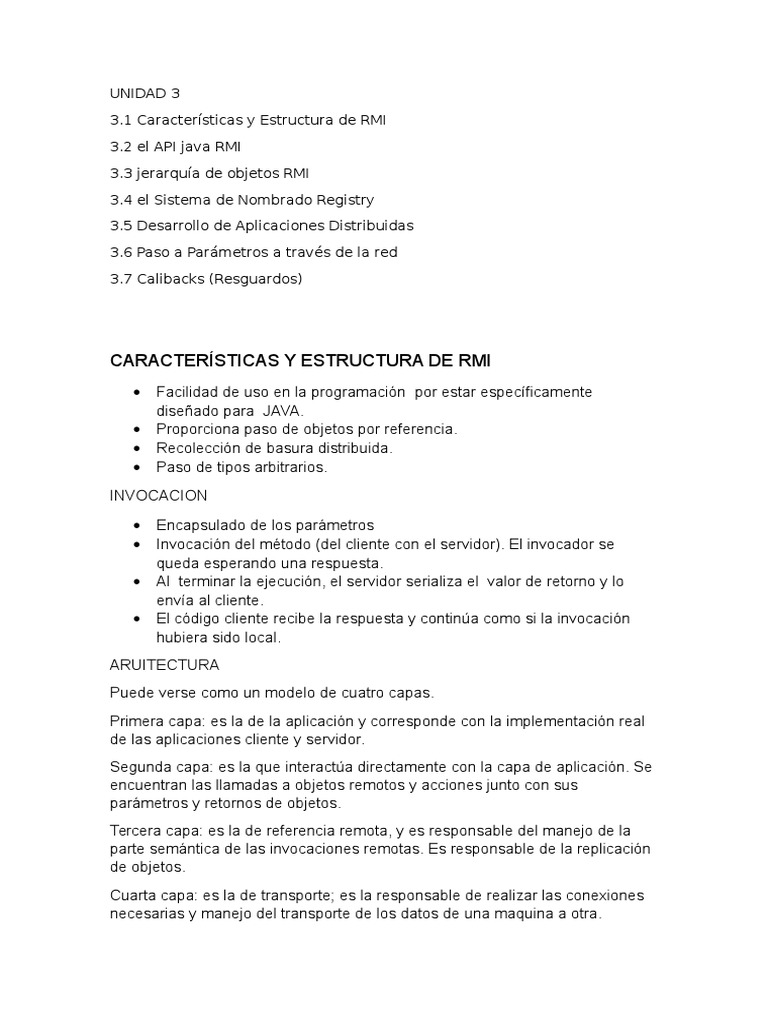 RMI en Java: Estructura y Desarrollo | PDF | Java (lenguaje de ...