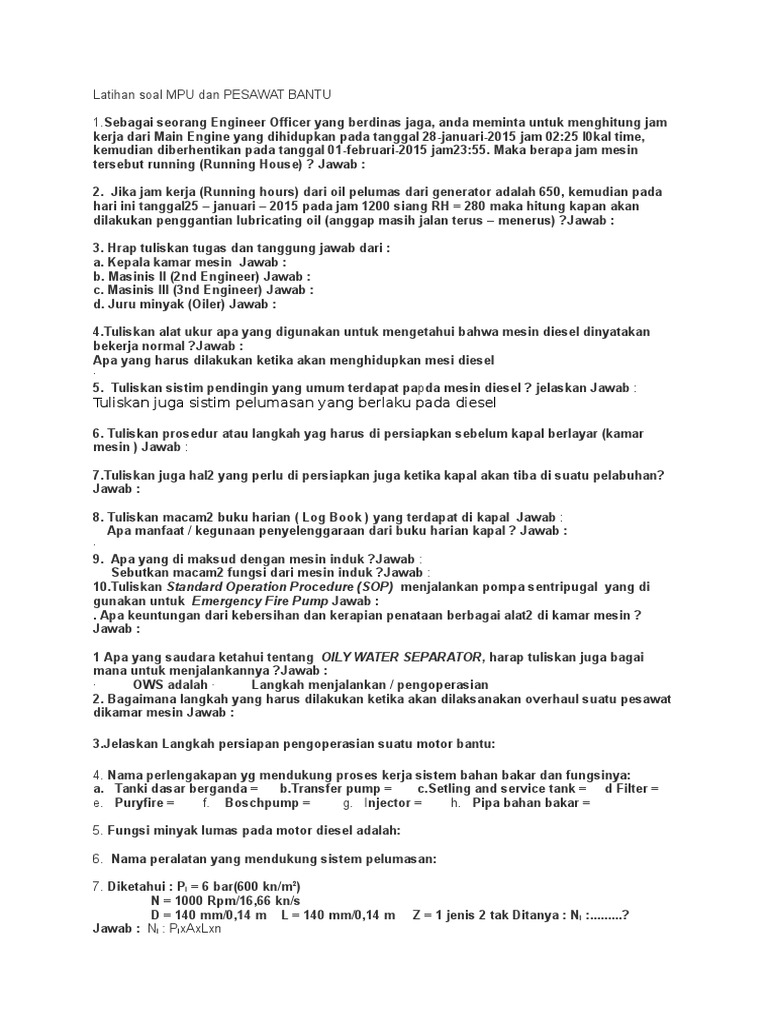 Latihan Soal Mpu Dan Pesawat Bantu | PDF