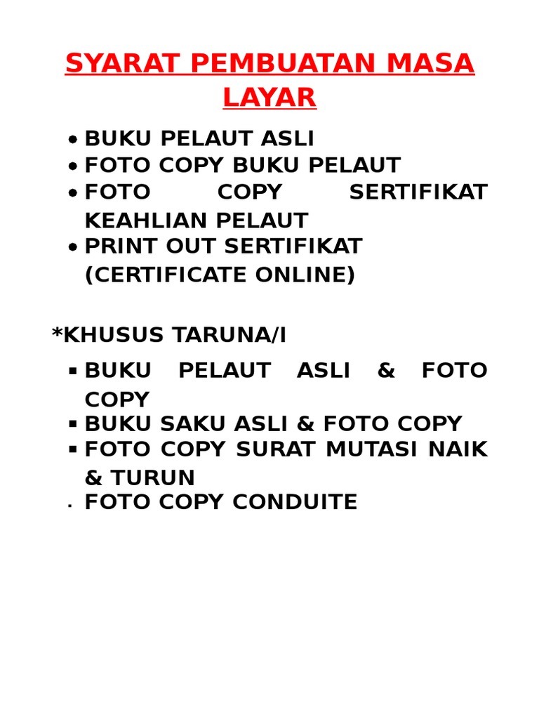 Syarat Pembuatan Masa Layar | PDF
