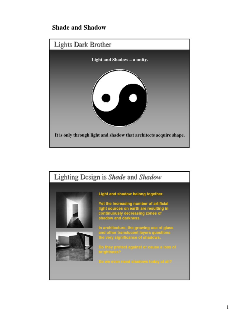 Shade and Shadow Notes | PDF | Shadow | Perception