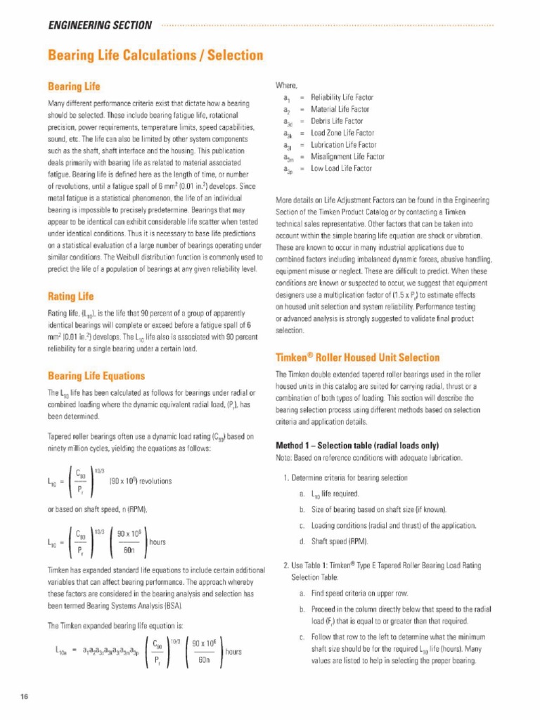 Bearing Life Calculations | PDF