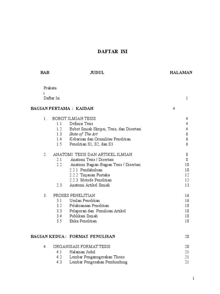 Format dan Struktur Penulisan Tesis | PDF