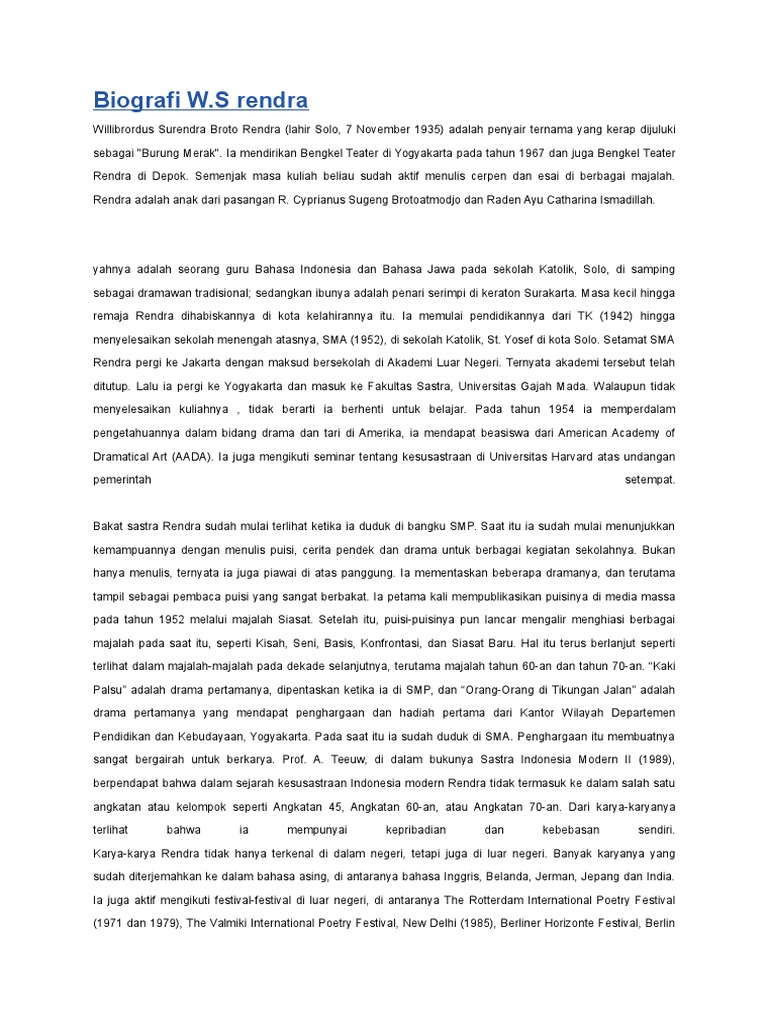 Biografi Ws Rendra | PDF