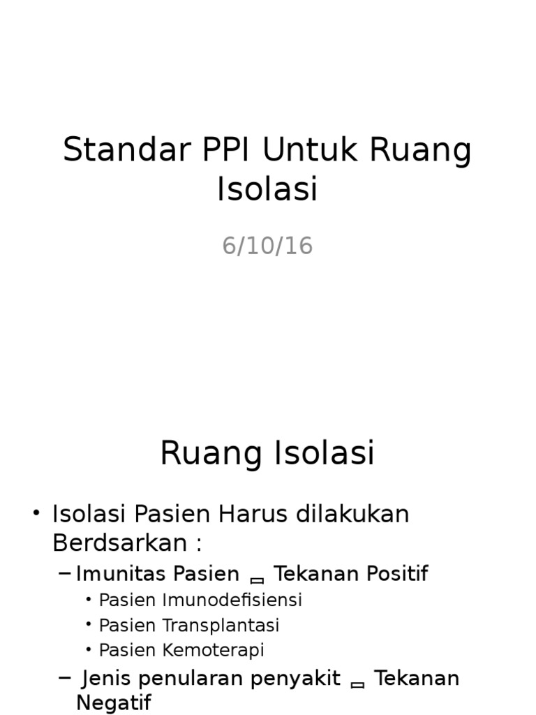 Standar Ruang Isolasi Rumah Sakit | PDF
