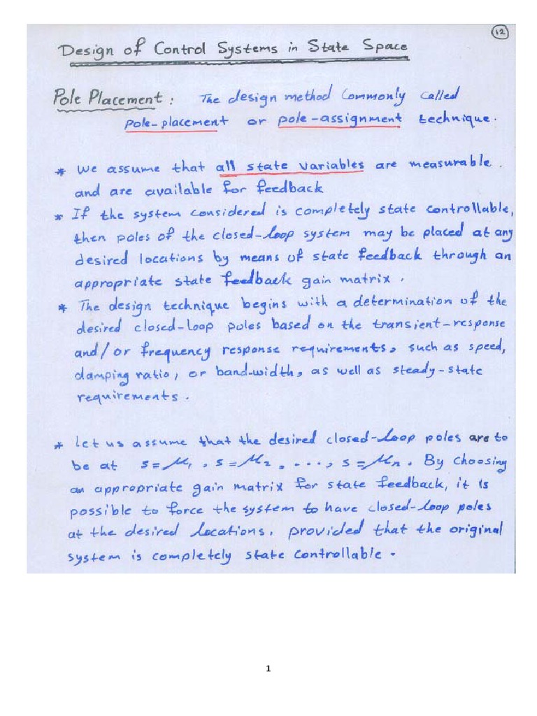 Pole Placement Design | PDF