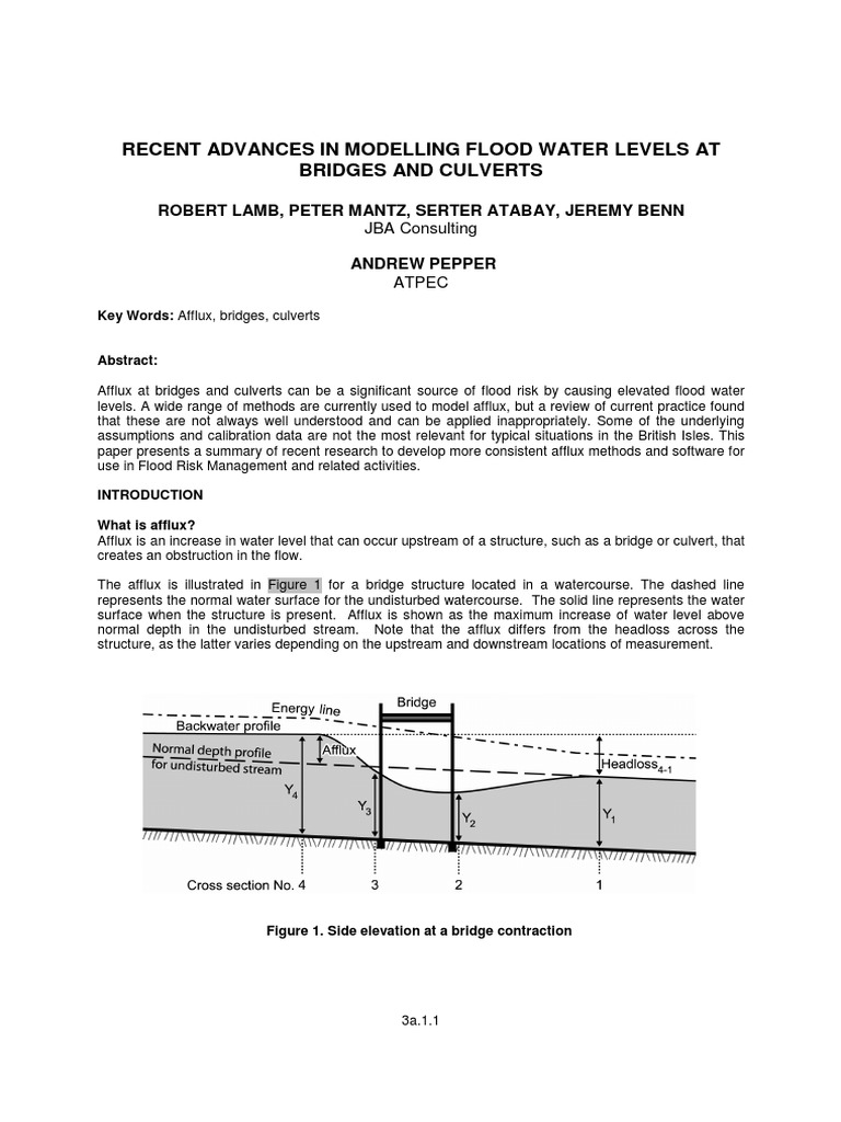 Recent Advances in Modelling Flood Water Levels at Bridges and Culverts ...