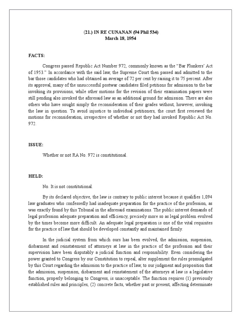 in Re Cunan 94 Phil 534 Case Digest | PDF | Constitution | Judiciaries
