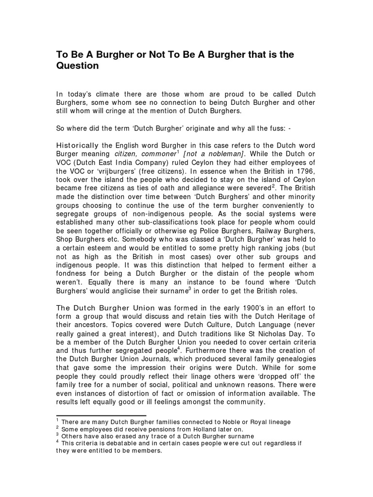 Ceylon Dutch Burghers | PDF | Dutch People | Netherlands