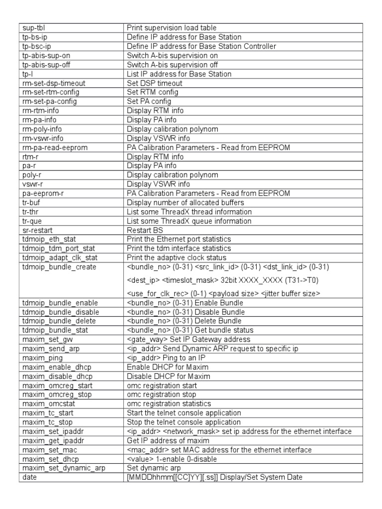 VNL BTS Cmmands | Download Free PDF | Ip Address | Telecommunications