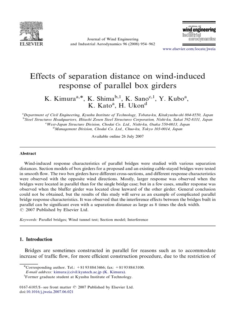 Effects of Separation Distance On Wind-Induced Response of Parallel Box Girders | PDF | Windward ...
