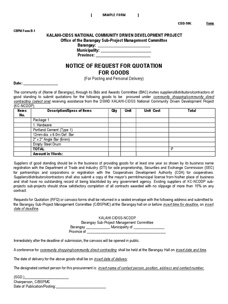 Notice RFQ - RFQ Form | PDF | Specification (Technical Standard) | U.S ...