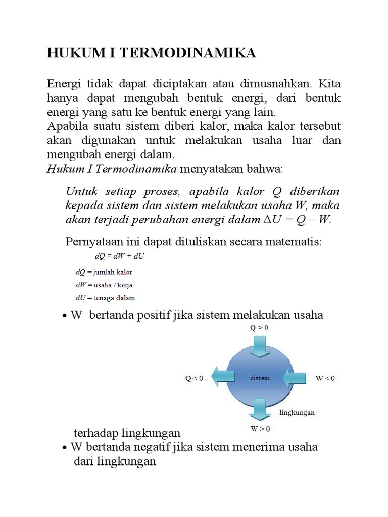 Hukum I Termodinamika | PDF